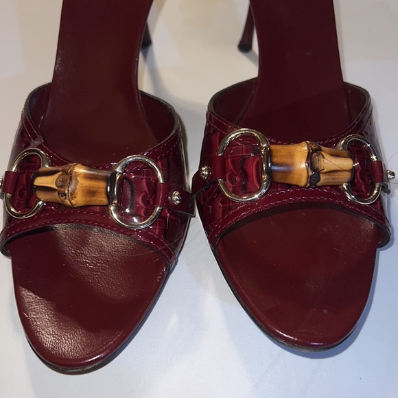 Gucci | Shoes | Gucci Burgundy Slides 1 Horsebit Bamboo Detail | Poshmark